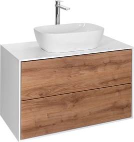 Aqualine Aqualine, ZANYA umyvadlová skříňka 80x50x46cm, bílá mat/dub emporio, ZA280