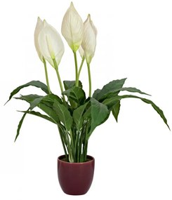Umělá květina - Bílá lilie v květináči, 49cm