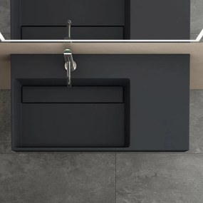 Rea Archi, umyvadlo na desku z konglomerátu 750x430x140 mm, levá verze, šedá matná, REA-U4303