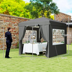 Outsunny altán 2,5x2,5 m, vodoodpudivý stabilní zimní pop-up skládací altán, UV ochrana 50+, skládací party stan zahradní stan se 4 bočními panely ta…