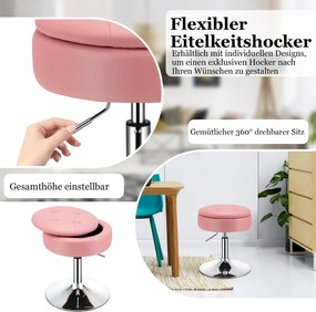 Costway Stolička na make-up s úložným prostorem otočná o 360° taburetka z umělé