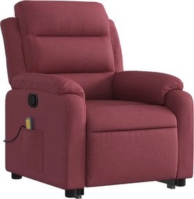 Zvedací masážní polohovací křeslo vínové textil 3204995