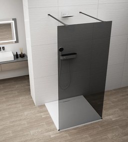 Polysan ESCA BLACK MATT sprchová zástěna 110 x 210 cm jednodílná k instalaci do prostoru černá sklo kouřové ES1211-06