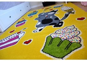 koberec KIDS Dort žlutý C415 velikost 280x370 cm | krásné koberce cz