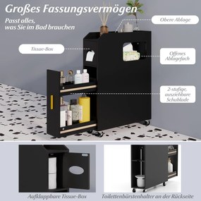 Costway Malá koupelnová skříňka 16 cm úzký organizér s výsuvnou