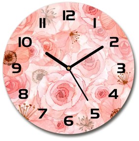 Wallmuralia Skleněné hodiny kulaté Květinový vzor fi 30 cm