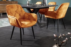 Designová židle Garold hořčicově-žlutý samet