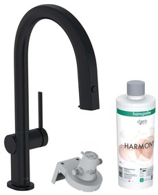 Hansgrohe Aqittura M91 - Dřezová baterie s výsuvnou koncovkou a filtrací, matná černá 76801670