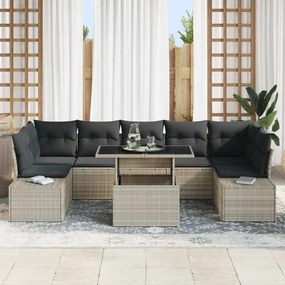 Set pohovek 8 ks Světle šedá polyratan 3349138