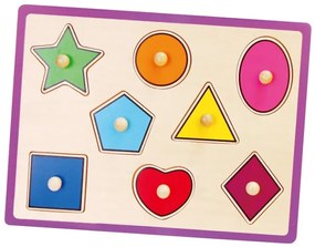 Dětské dřevěné puzzle s úchyty Viga geometrické tvary Barva: multicolor