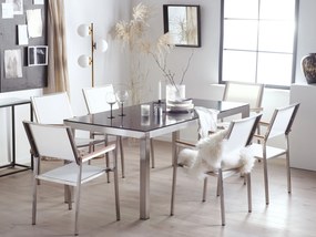 Sada zahradního nábytku stůl se skleněnou deskou 180 x 90 cm 6 bílých židlí GROSSETO Beliani