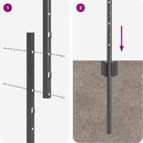 Zabudovaný plotový sloupek 44 ks Šedá 200 cm 3335943