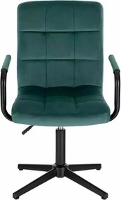 LuxuryForm DESIGN Otočná židle VERONA BLACK VELUR na černém kříži - zelená