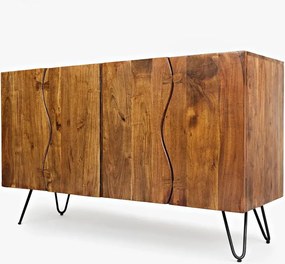 Komoda Avola 137 cm z masivu černá/ořech