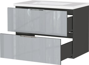 Šedá lesklá závěsná skříňka pod umyvadlo 81x61 cm Celano – Germania