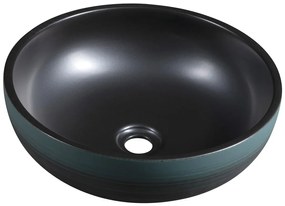 Sapho PRIORI keramické umyvadlo na desku O 41 cm černá/zelená PI039