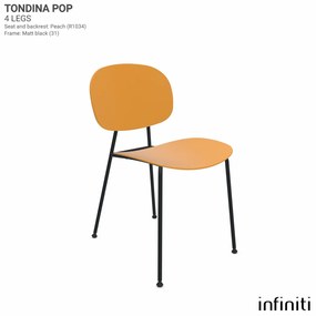 Židle Tondina Pop Barva kovové konstrukce: Matt black 31, Barva sedáku a opěradla z recyklovaného plastu: Peach IR1034