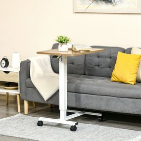 HOMCOM Stůl Sit-stand výškově nastavitelný s kolečky Prostorově úsporný stůl na notebook ve tvaru C přírodní bílá 70-110 cm do 70 kg | Aosom.de
