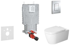 Grohe Uniset - Set předstěnové instalace, klozetu a sedátka ME by Starck, Rimless, SoftClose, tlačítka Skate Cosmo, chrom 38643SET-KM