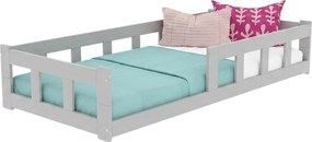 Benlemi Nízké jednolůžko FENCE 4v1 se zábranou 120x200 cm + matrace ADAPTIC Zvolte barvu: Světle šedá, Zvolte zábranu: S jednou zábranou vpravo