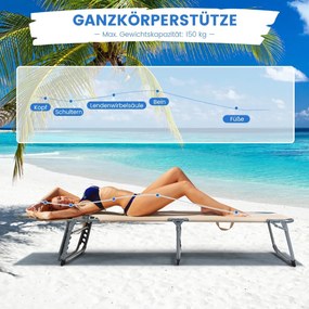 Costway Nastavitelné lehátko skládací plážové lehátko s polštářem 194 × 61 ×