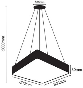 LED Lustr na lanku LED/110W/230V 4000K 80x80 cm