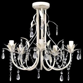 Elegantní, křišťálový lustr bílý na pět žárovek 240687