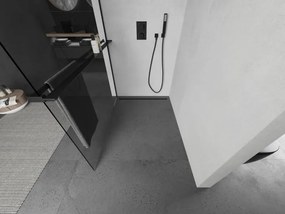 Mexen Kioto, sprchová zástěna Walk-In Walk-in 75 x 200 cm, 8mm čiré sklo, černý profil + věšák na ručníky s poličkou, 800-075-121-70-00