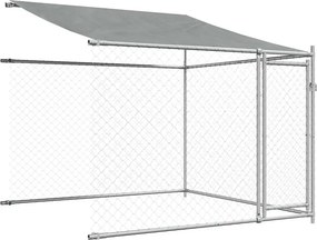 Klec pro psy se střechou a dvířky šedá 6x2x2 m pozinkovaná ocel 3209564
