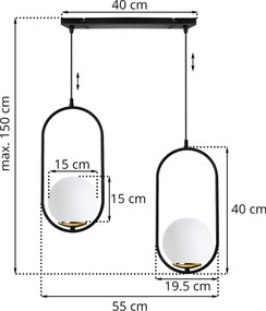 Závěsné svítidlo Florence, 2x bílé skleněné stínítko, b/g, UI