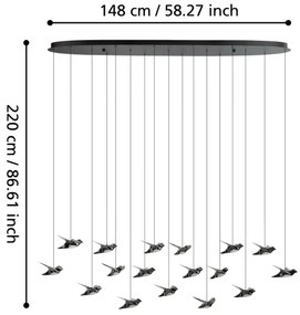 Eglo 390353 - LED Stmívatelný lustr na lanku PARATEBUENO 17xLED/3W/230V černá