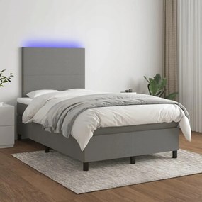 Box spring postel s matrací a led textil tmavě šedá