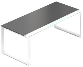Stůl Creator 200 x 90 cm, bílá podnož, 2 nohy, antracit