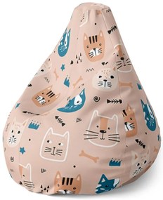 Sedací vak Pear barevné kočičky - dětský, béžová