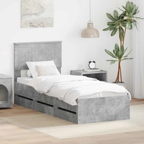 Rám postele s čelo Betonově šedá 75 x 190 cm Inženýrské dřevo 3410759