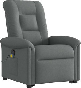 Zvedací masážní polohovací křeslo tmavě šedé textil 3303265