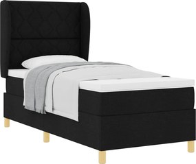 Postel s boxspringem s čelo Černý 200 x 100 cm textil 3340804