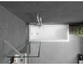 Mexen Next, vanová zástěna 1-křídlová 50 x 150 cm, fixní křídlo, 6 mm čiré sklo s černým vzorem, bílý profil, 895-050-000-00-70-20