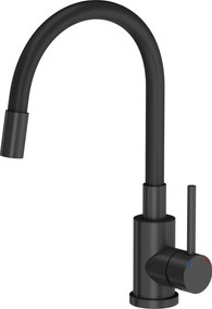 Černá matná ohebná kuchyňská dřezová baterie QUADRON MAGGIE