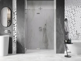 Mexen, Mexen Lunar levé otočné sprchové dveře 135 cm, transparentní, broušený nikl - 834-135-000-97-00-L