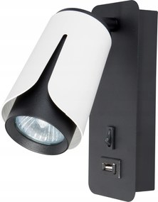 Nástěnná lampa Teo Usb nabíječka s vypínačem, černá, led