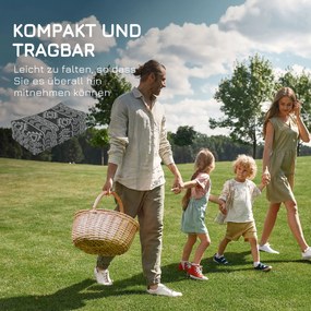 Venkovní koberec Outsunny, voděodolný plastový koberec, oboustranný balkonový koberec, na terasu, černý+šedý, 182 x 274 cm | Aosom