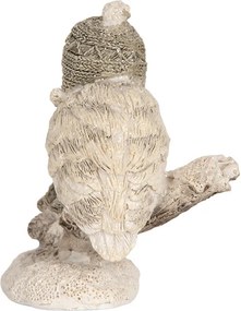 Béžová antik dekorace ptáček na větvičce - 7*6*8 cm
