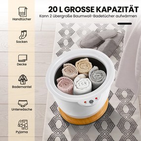 Costway Ohřívač ručníků kbelík 20 L Ohřívač ručníků s držákem vůně Přenosný