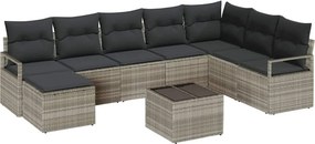 Set pohovek 8 ks Světle šedá polyratan 3346482