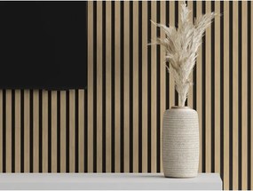 Mexen Lam-F, akustické stěnové lamely 275 × 30 cm, plstěný podklad 8 mm, technická dýha, ořech lněný, S105-275307-3015-015