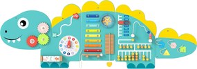 Costway Dinosaur Activity Wall pro batolata 11-in-1 Montessori dřevěná