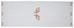 Bílý bavlněný běhoun se vzorem králíčků Bunnies in Love – 50x140 cm