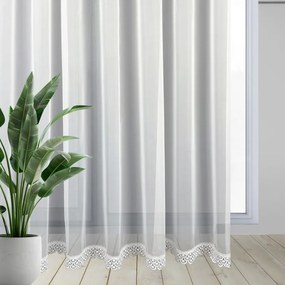 Voálová﻿ hotová záclona s krajkou bílá 9233 různé velikosti