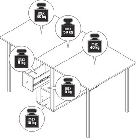 Tchibo - Jídelní stůl se sklopnými deskami - barva: bílá